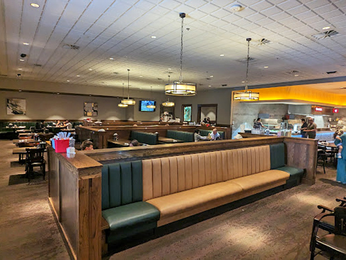 Comfortable booths invite you to settle in for the long haul, because marathon eating is a sport that deserves proper seating arrangements.