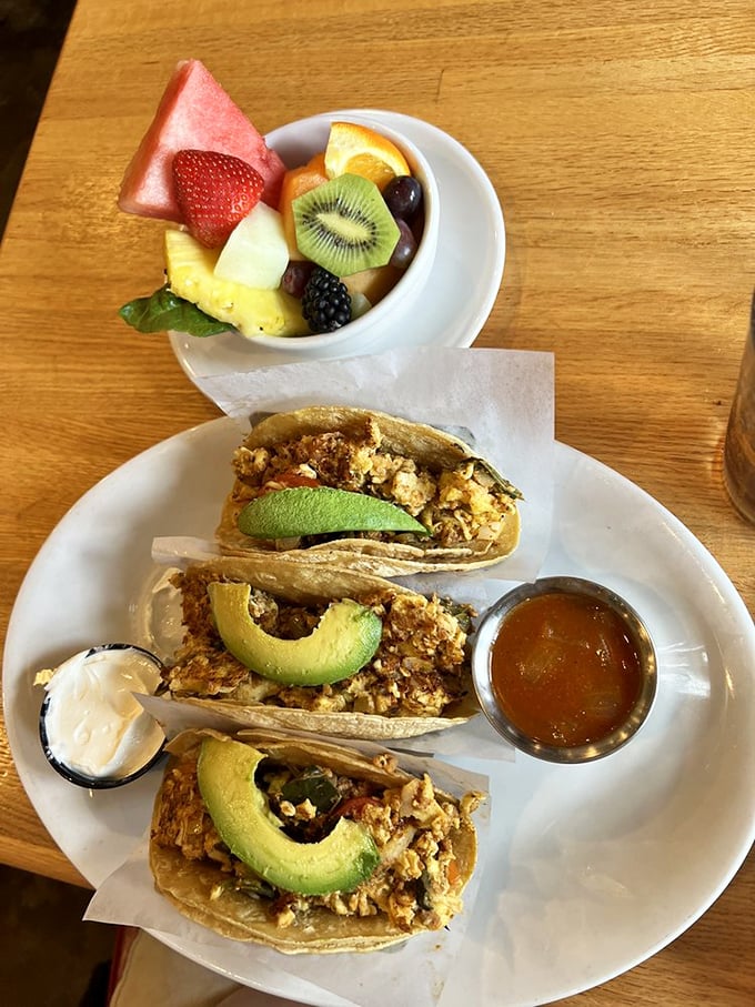 Breakfast tacos that make you question why we ever limited tacos to lunch and dinner. A morning revolution in handheld form.