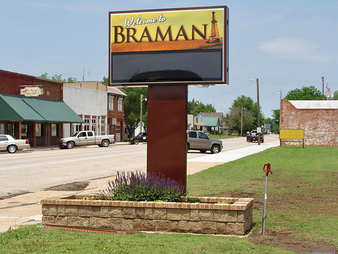 Braman's welcome sign doesn't need fancy flourishes&mdash;it's honest and straightforward, just like the folks who call this tiny town home.