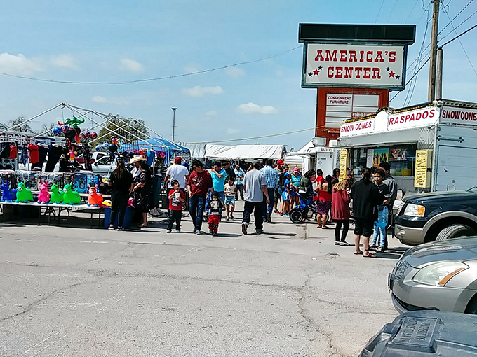 Good Vibes Collectibles welcomes patriots and racing fans alike with its flag-adorned entrance. The name says it all!