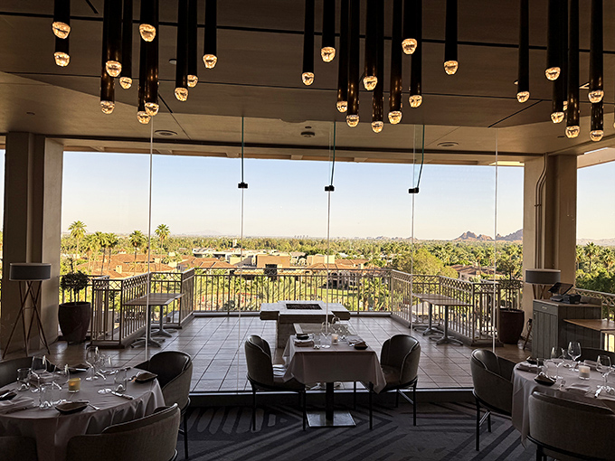 Dining with a view doesn't get better than this. J&G's panoramic windows frame Arizona's beauty like a living painting.