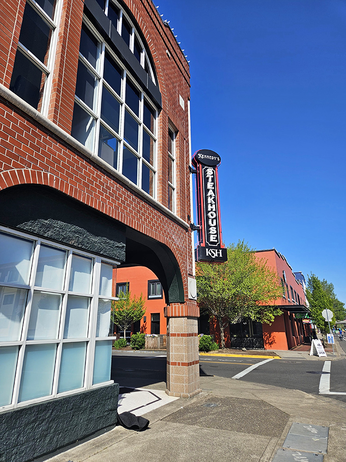 Red alert for meat lovers! This steakhouse stands out like a juicy tomato in a salad bar, promising steaks that are equally eye-catching.