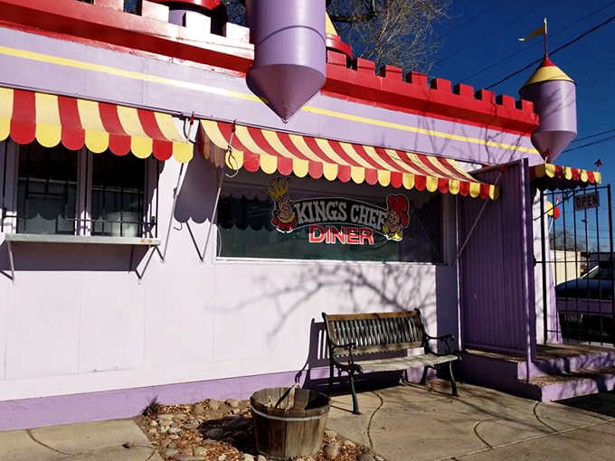 King's Chef Diner's whimsical castle exterior is like a breakfast fairy tale come to life in downtown Colorado Springs.