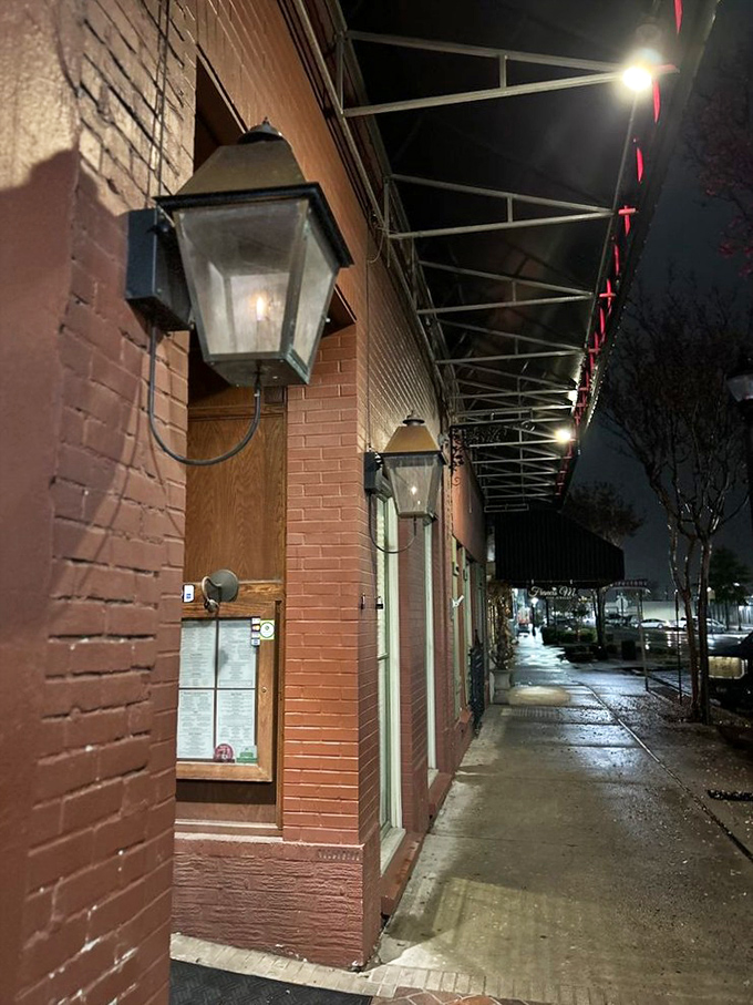 Mike's Place's vintage brick exterior and gas lamps create the perfect backdrop for an evening of seafood indulgence.