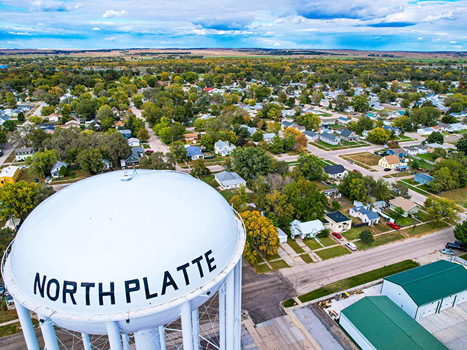 North Platte's iconic water tower stands sentinel over a community where retirement dollars stretch further amid prairie hospitality.