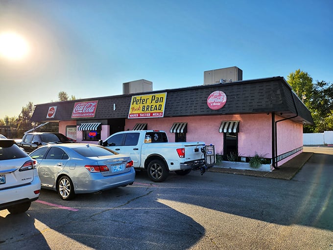 Pink paradise for pancake lovers! Sherri's Diner's cheerful exterior is like a beacon for breakfast enthusiasts.