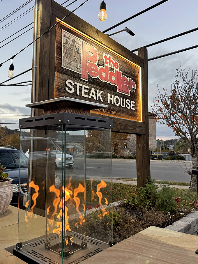 Fire and wood&mdash;the elements of great steak preparation showcased before you even walk in. The Peddler knows drama enhances flavor.