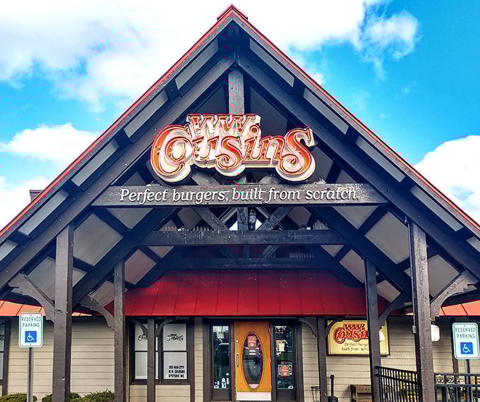 W W Cousins' impressive peaked entrance says "We take burgers seriously" without having to say a word.