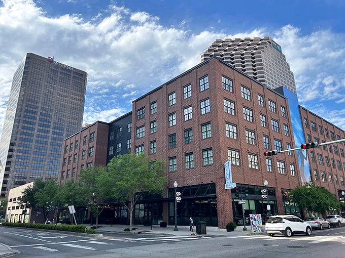 Willa Jean's modern brick exterior hints at the fresh approach to Southern classics you'll find inside this bright, airy space.