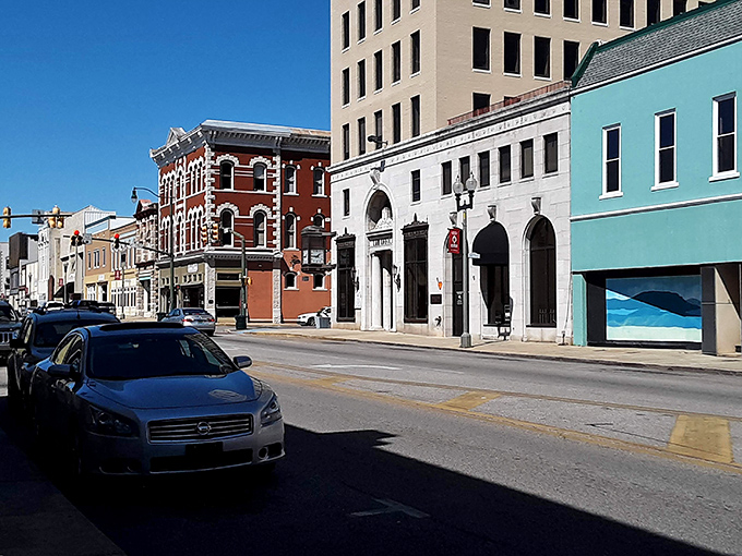 The colorful historic facades of Anniston's business district reflect the city's commitment to preserving its character while remaining affordable.