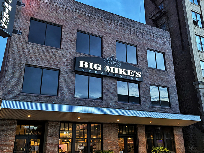 As evening approaches, Big Mike's illuminated sign beckons meat lovers like a lighthouse guiding ships to safe harbor.