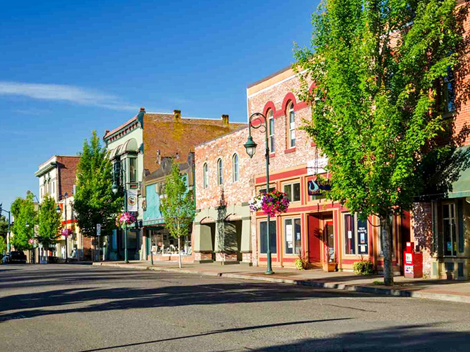 Charming storefronts invite exploration in a town where business owners become friends and errands double as social calls.