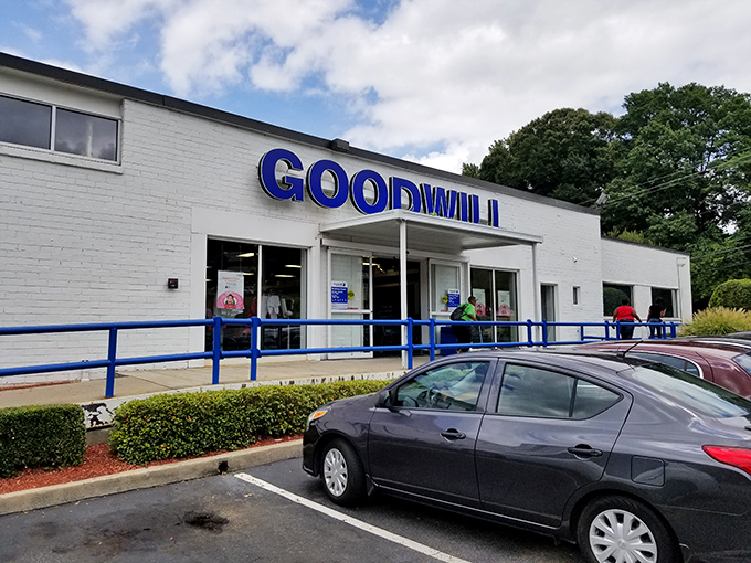 Classic white brick, classic blue sign. Some institutions earn their reputation, and Goodwill delivers decade after decade.