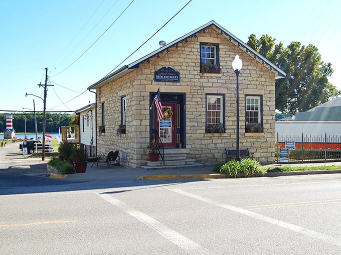 The Grafton Inn's bright red exterior promises comfort after a day of river adventures. That porch practically begs for afternoon lemonade!