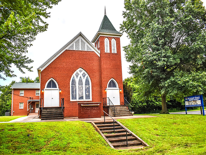 The red brick church in Pleasant Ridge welcomes all with timeless grace. Where neighbors gather for worship, weddings, and potluck suppers.