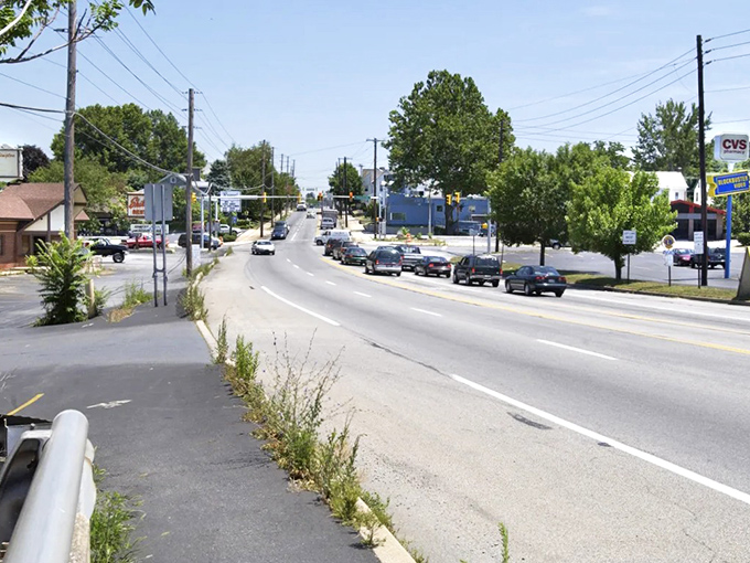 Shillington's main drag – where modern cars park along historic buildings, creating a timeline of American life all in one glance.