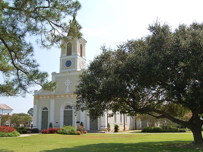 St. Martinville's church spire reaches skyward, a landmark that has guided generations of locals through life's celebrations and sorrows.