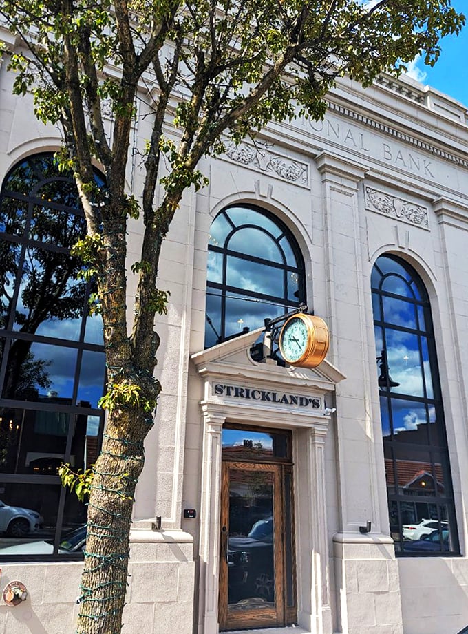 That stately clock above Strickland's door isn't just decorative&mdash;it's counting down the minutes until your next amazing steak dinner.