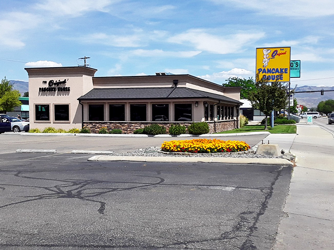 The Original Pancake House stands proudly on the corner. That classic beige-and-brown color scheme has been housing breakfast dreams for generations.
