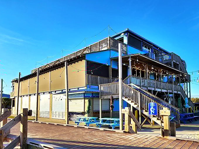 Wooden staircases zigzag across The Reef's exterior&mdash;each step bringing you closer to seafood heaven and that million-dollar Gulf view.