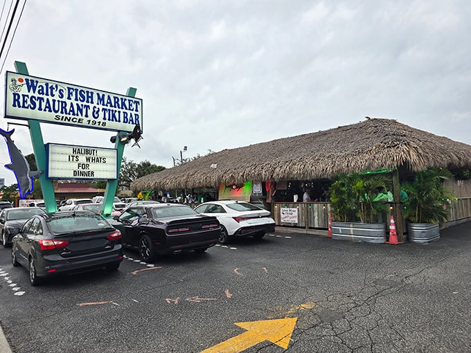 The "Fish Market" sign tells you everything &ndash; what swims in the display case today might swim onto your plate tomorrow.