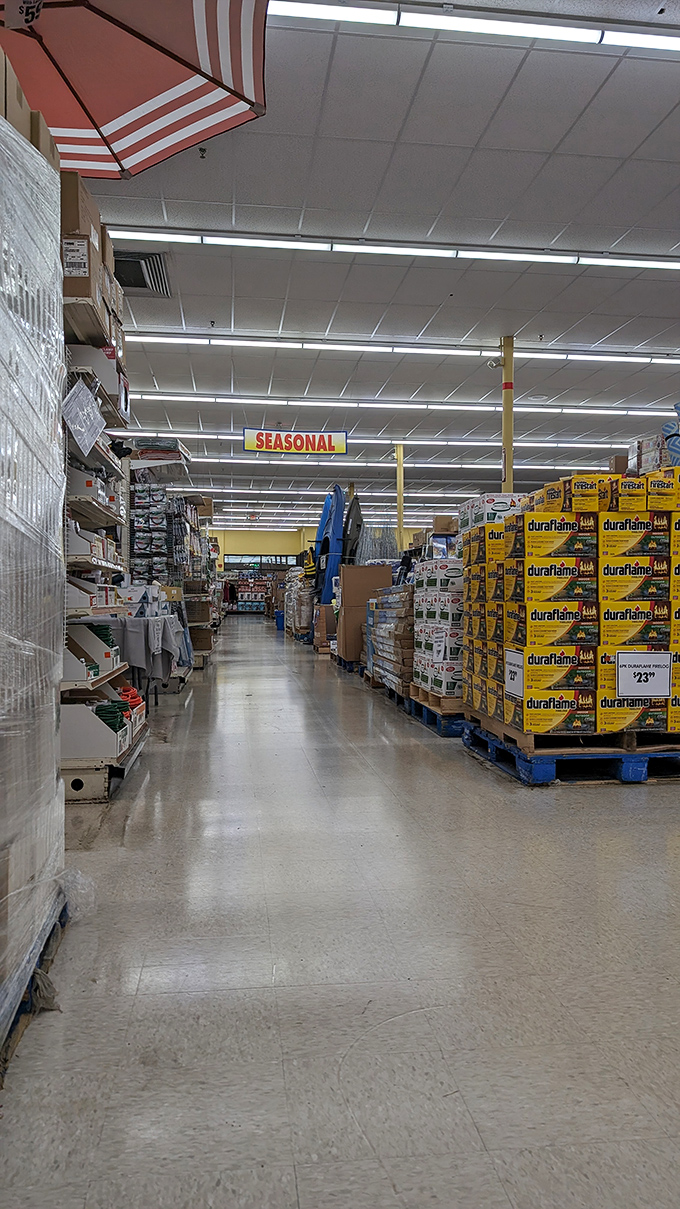 The "Seasonal" sign hangs like a promise &ndash; follow this yellow brick road to items you'll only find for a limited time.