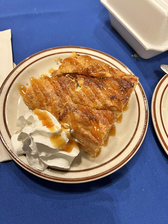 Apple strudel that crackles with each bite, revealing a cinnamon-spiced interior that autumn dreams are made of.