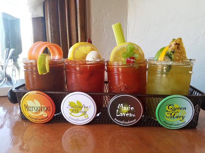 A flight of Bloody Marys that turns decision-making into an adventure. Why choose one when you can sample the rainbow? 