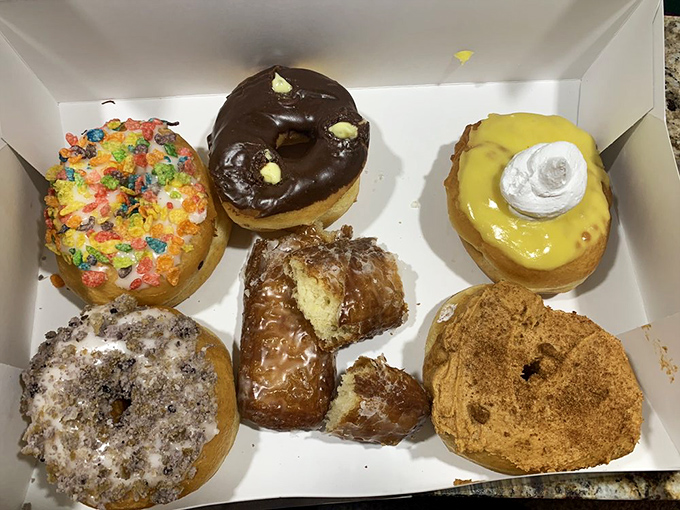 The cookies-and-cream meets blueberry muffin donut sits alongside its key lime companion – proof that Darla's isn't afraid to color outside the lines.