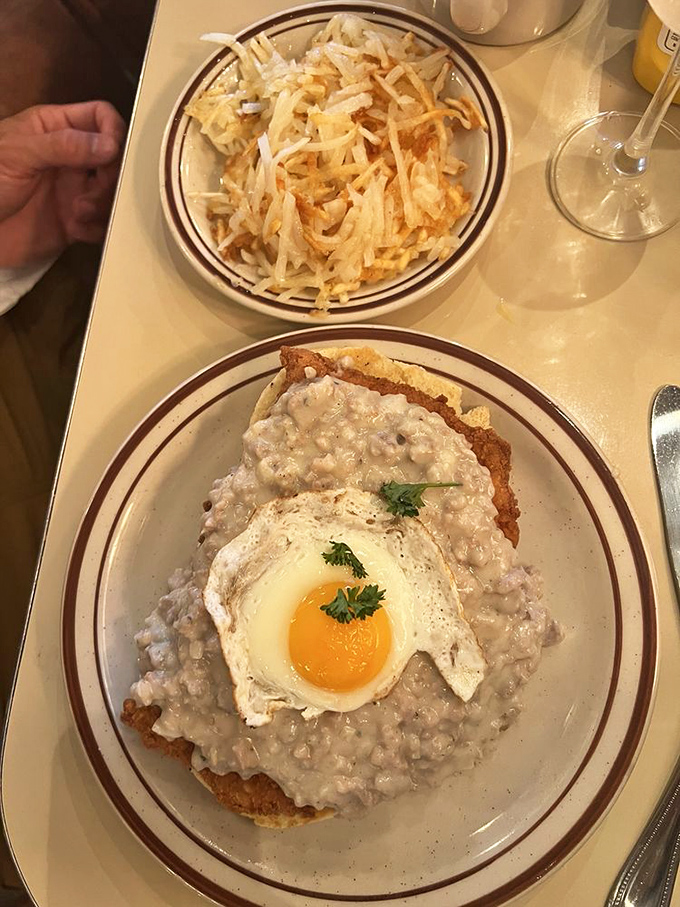 Chicken fried steak with gravy and a sunny-side-up egg&mdash;comfort food so perfect it should come with a warning: "May induce involuntary happiness noises."