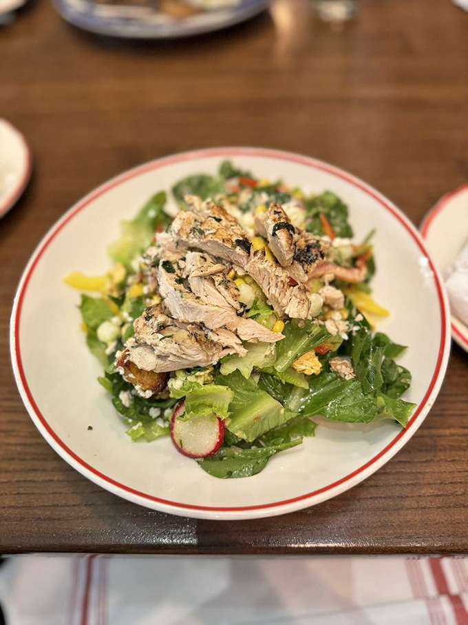 A salad that makes eating greens feel like a reward, not a punishment. Fresh, colorful, and topped with perfectly seasoned chicken&mdash;this is how adults should eat their vegetables.