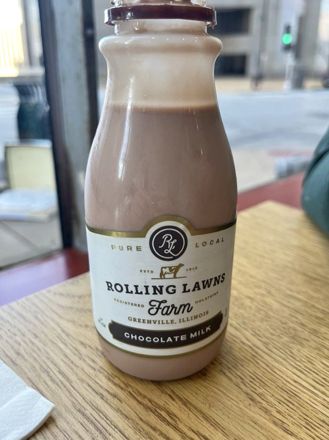 The perfect companion to any donut quest&mdash;Rolling Lawns Farm chocolate milk stands ready to transform your casual breakfast into a transcendent experience.