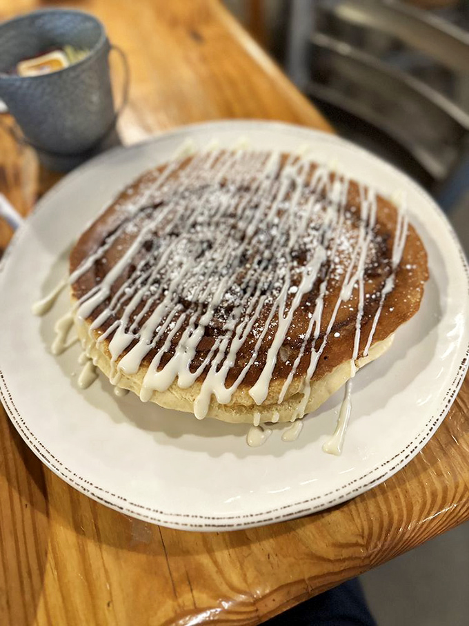 This cinnamon swirl flapjack with its hypnotic drizzle of icing could convince even the most dedicated health nut to embrace breakfast decadence.