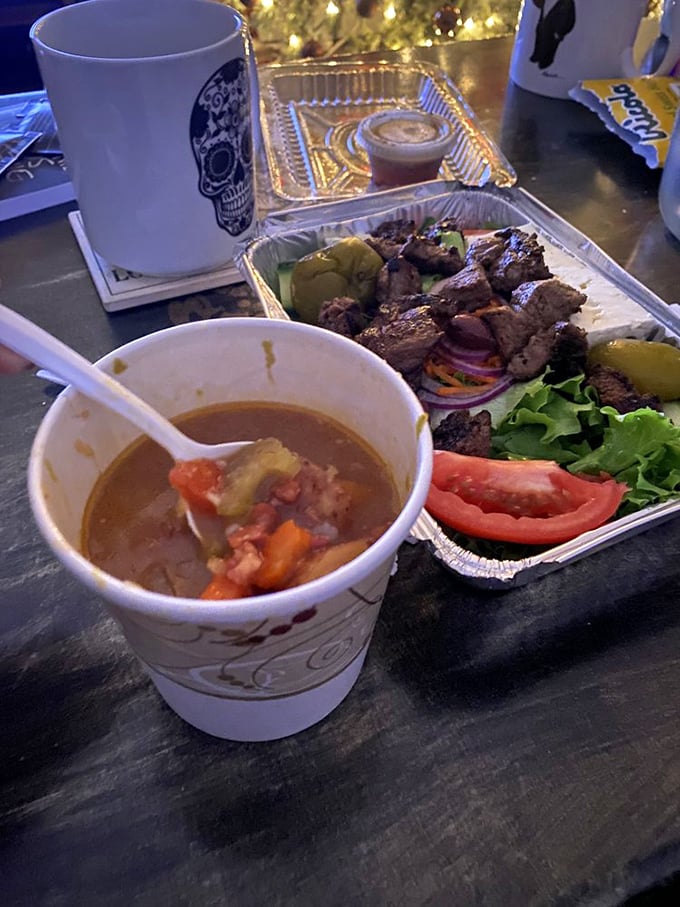 That soup isn't messing around&mdash;chunks of vegetables swimming in broth that looks like it's been simmering since yesterday morning, not from a can.