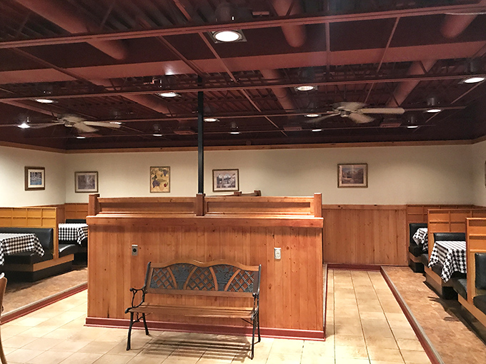 The dining area speaks volumes without saying a word: "We care about comfort, not trendiness. Sit down, relax, we've got you."