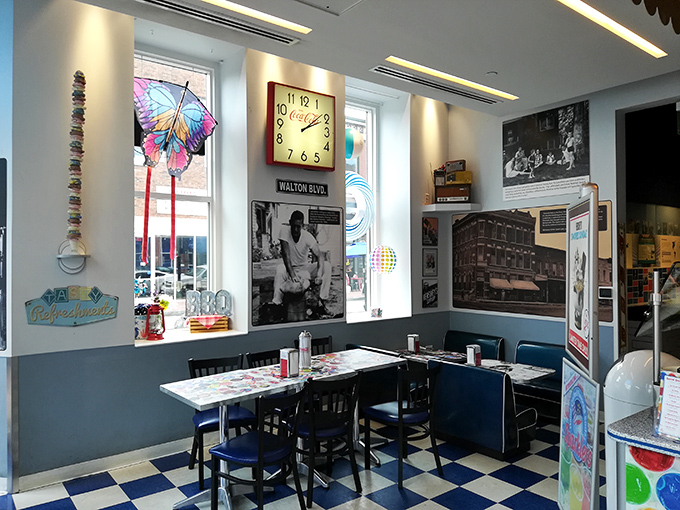 Black and white checkered floors transport you straight to 1955, when calories didn't count and ice cream solved most of life's problems.