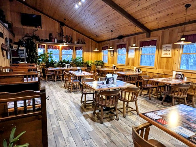 Empty tables never looked so inviting. The worn wooden floors have hosted thousands of satisfied diners and are ready for thousands more.