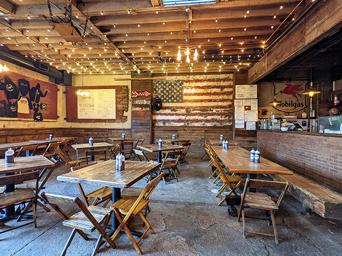 The American flag art isn't just decoration&mdash;it's a reminder that barbecue might be our most delicious contribution to world cuisine. 