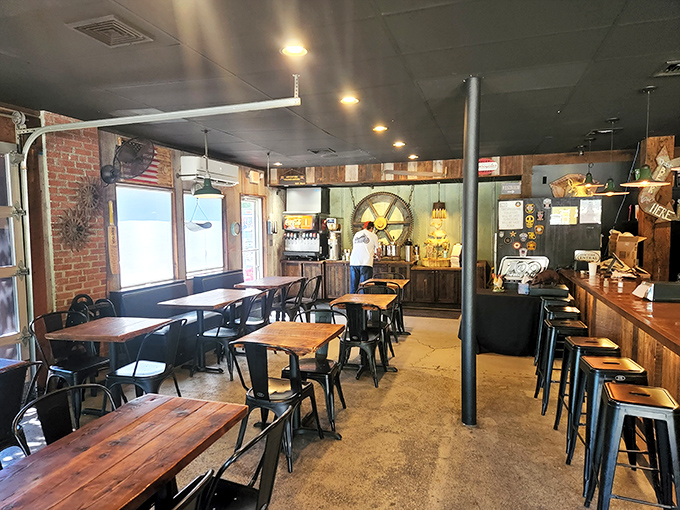 The dining area balances rustic charm with practicality&mdash;because when food is this good, the surroundings need only to stay out of the way.