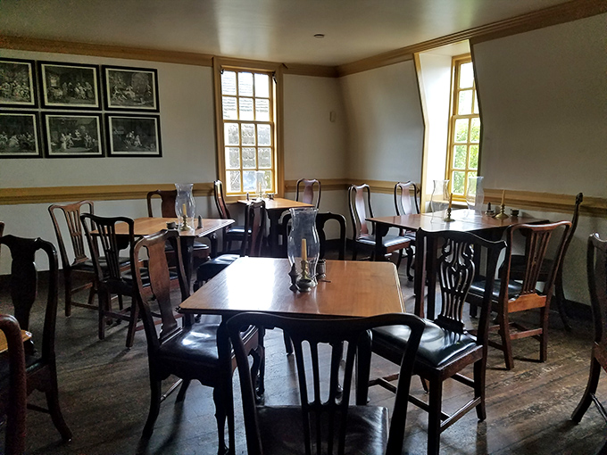 Sunlight streams through colonial windows onto wooden tables where countless diners have contemplated both history and dessert menus.