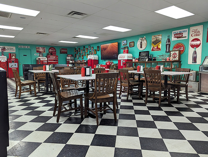 The dining room isn't just retro-themed—it's authentically preserved, like a museum where you can eat the exhibits.