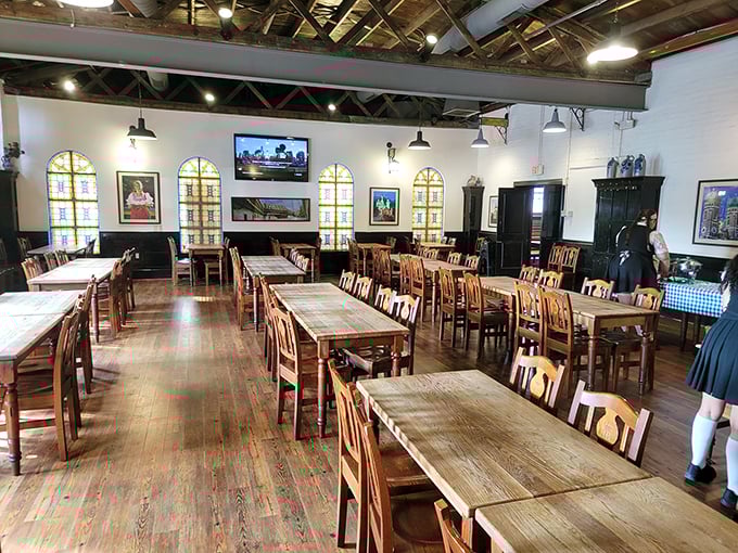 The dining area combines old-world charm with modern comfort, like your German grandmother's house after a tasteful HGTV makeover.