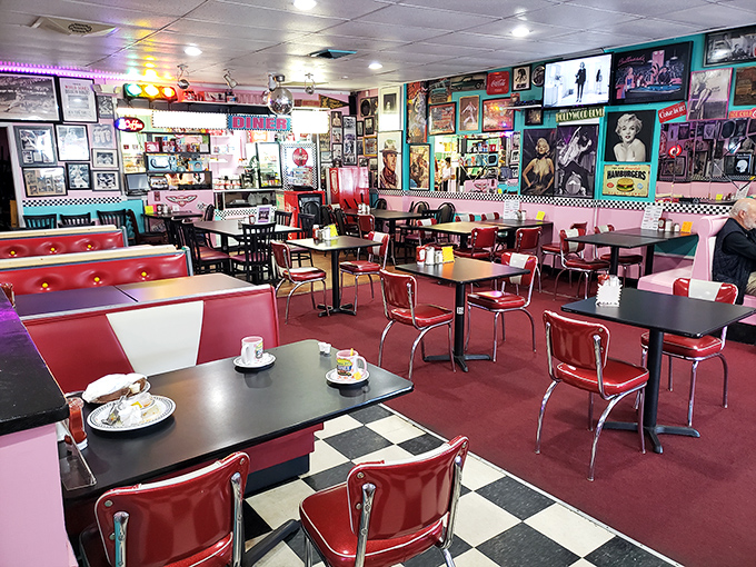 Every table tells a story, and every corner holds another piece of American pop culture. Dining here is like eating inside a particularly delicious museum.