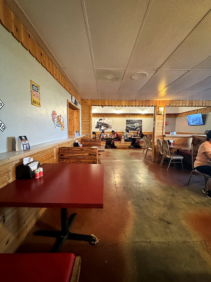 The dining area feels like the living room of that friend who always has the best snacks and never minds if you put your feet up.