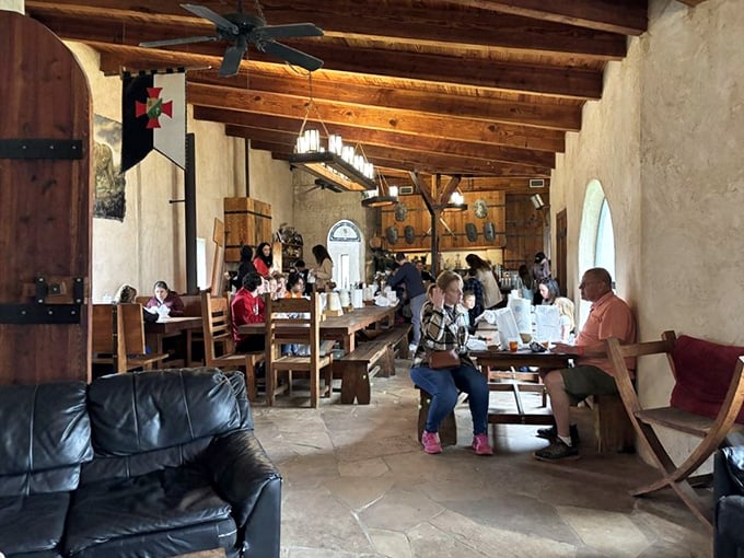 Where modern-day visitors become temporary castle dwellers. The great hall transforms into a lively gathering space for Texas-style medieval feasting.
