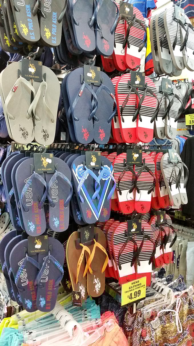 U.S. Polo flip-flops in every color imaginable &ndash; because New York summers demand footwear that's both practical and surprisingly affordable.