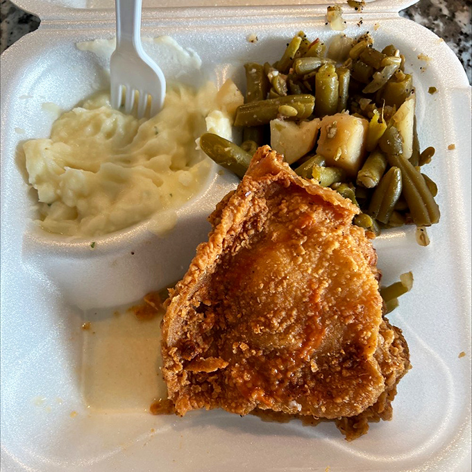 Fried chicken, mashed potatoes, and green beans&mdash;the holy trinity of Southern plates. Simple food executed with the precision of a master pianist.
