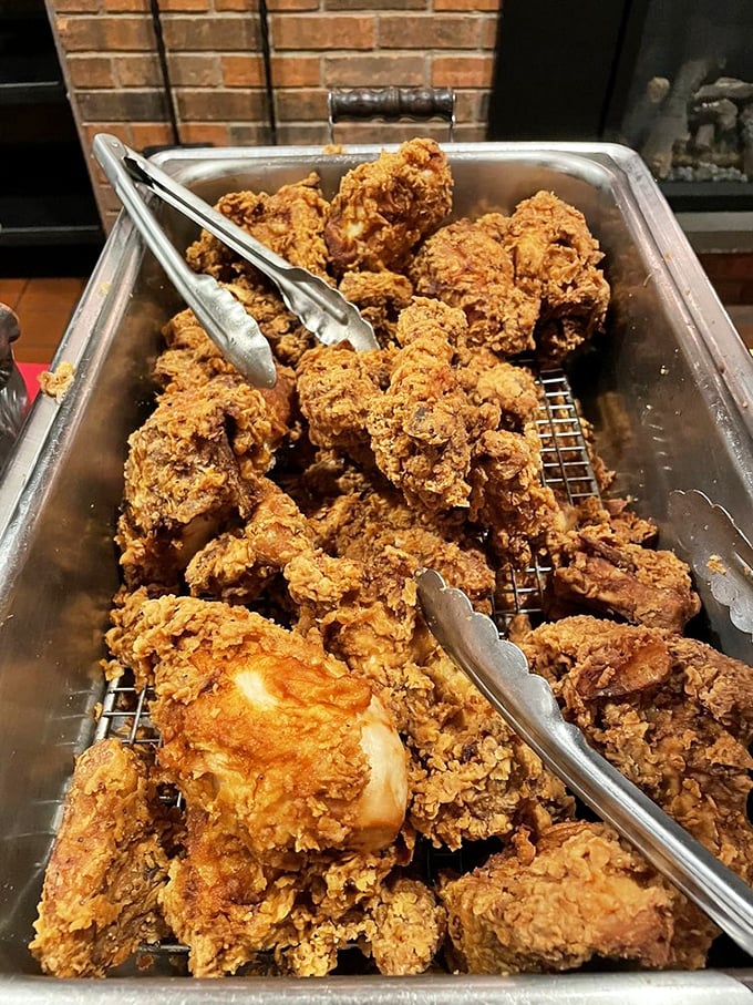 Fried chicken so golden and abundant, it makes you wonder if Colonel Sanders secretly spent time studying in Deutschland.