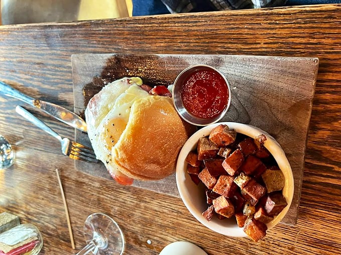 Breakfast elevated to an art form &ndash; this sandwich with those perfectly crisped potatoes is the morning ritual you deserve.