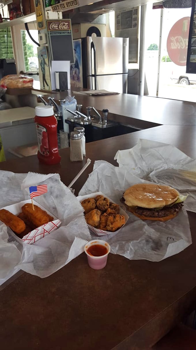 Golden-fried mushrooms that pop with earthy goodness. The perfect sidekick to any burger adventure at R-B Drive In.